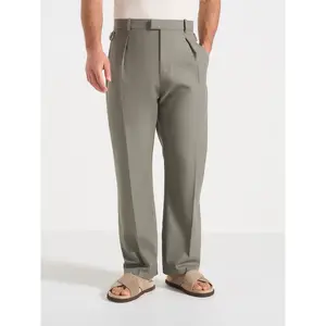 Manière De Voir Dorian Twill Pleated Linen Trousers - Khaki