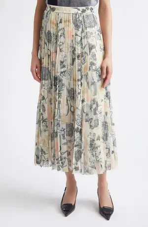 JASON WU Knife Sunburst Pleated Midi Skirt - Egg Multi