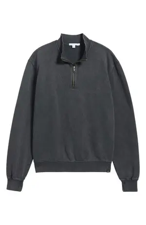 THREADS 4 THOUGHT Zack Loose Fit Mineral Wash Quarter Zip Sweatshirt - Black