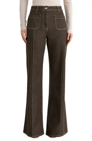 REISS Sakura Wide Leg Jeans - Brown