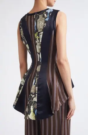 JASON WU Mixed Media Paneled Silk Top