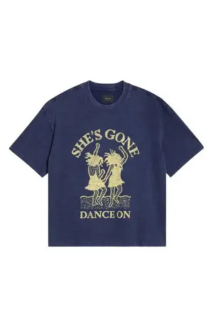 PACSUN She's Gone Oversize Cotton Graphic T-shirt - Navy