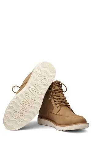 Swims Moc Toe Leather Boot - Cognac