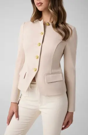 MARCIANO Sophia Collarless Ponte Blazer - Light Cream