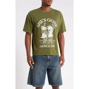 PACSUN She's Gone Oversize Cotton Graphic T-shirt - Olive