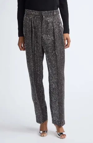 Missoni Sequin Metallic Wide Leg Pants - S91tp-black Rust And Silver