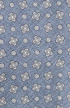 David Donahue Neat Print Silk Tie - Denim
