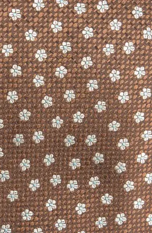 David Donahue Floral Jacquard Silk Tie - Chocolate