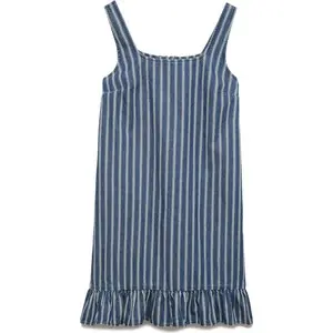 M&s Ruffle Denim Mini Sundress - Denim Blue