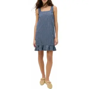 M&s Ruffle Denim Mini Sundress - Denim Blue