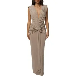 JLUXLABEL Palma Plunge Maxi Dress - Stone