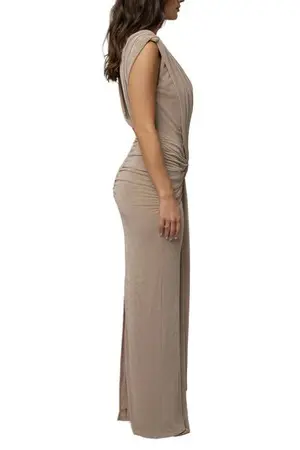 JLUXLABEL Palma Plunge Maxi Dress - Stone