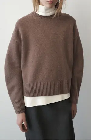 Mango Rounded Neck Wool Blend Sweater - Medium Brown