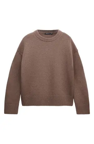 Mango Rounded Neck Wool Blend Sweater - Medium Brown