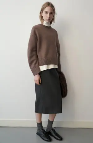 Mango Rounded Neck Wool Blend Sweater - Medium Brown