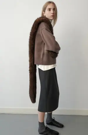 Mango Rounded Neck Wool Blend Sweater - Medium Brown