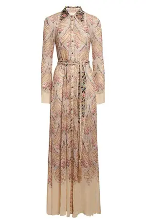 Zimmermann Valiant Deco Print Long Sleeve Maxi Shirtdress