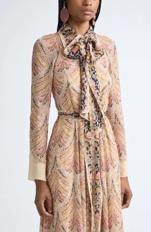Zimmermann Valiant Deco Print Long Sleeve Maxi Shirtdress