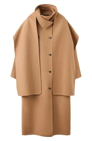Mango Detachable Scarf Wool Blend Coat