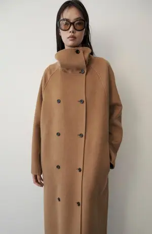 Mango Detachable Scarf Wool Blend Coat