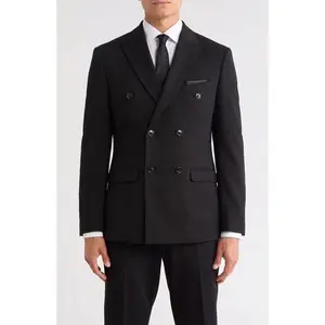 SOUL OF LONDON Solid Double Breasted Blazer