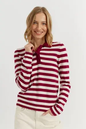 Chinti & Parker Wool-cashmere Stripe Collared Sweater