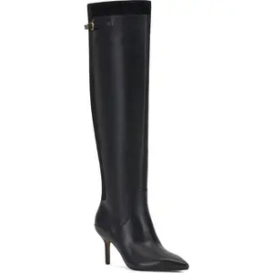 Vince Camuto Meleis Croc Embossed Knee High Boot - Black