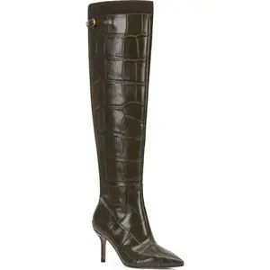 Vince Camuto Meleis Croc Embossed Knee High Boot - Olive Vine