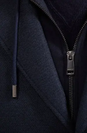 Bugatchi Wool Three Button Blazer With Hood - Navy