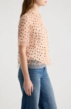 The Great. The Cotillion Polka Dot Mesh Top