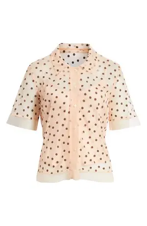 The Great. The Cotillion Polka Dot Mesh Top