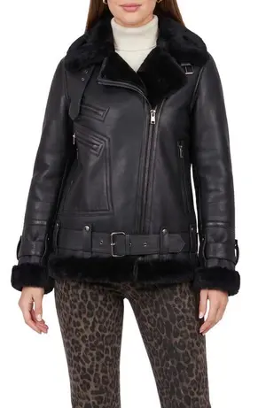 Gorski Genuine Shearling Moto Zip Jacket