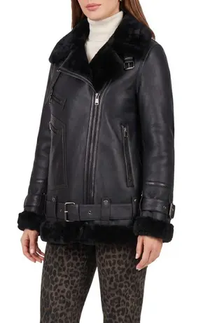 Gorski Genuine Shearling Moto Zip Jacket