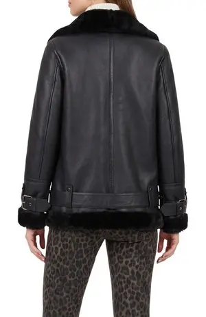 Gorski Genuine Shearling Moto Zip Jacket