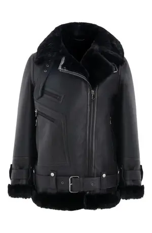 Gorski Genuine Shearling Moto Zip Jacket