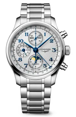 LONGINES Master Collection Automatic Moon Phase Bracelet Watch - Silver