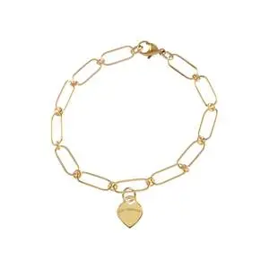 VON TRESKOW Open Link Clip Chain Bracelet With Mini Vt Heart - Yellow