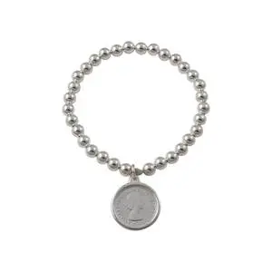 VON TRESKOW Stretchy Sixpence Coin Bracelet - Silver