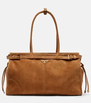 Prada Bonnie Large Suede Shoulder Bag