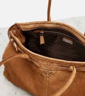 Prada Bonnie Large Suede Shoulder Bag