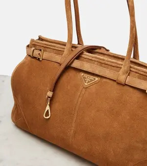 Prada Bonnie Large Suede Shoulder Bag