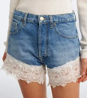 Alanui Romance Lace-trimmed Denim Shorts