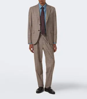 Rubinacci Checked Virgin Wool Blazer - Brown