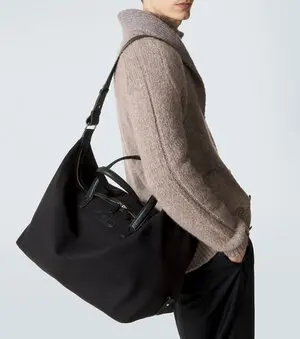 Brioni Leather-trimmed Canvas Duffel Bag