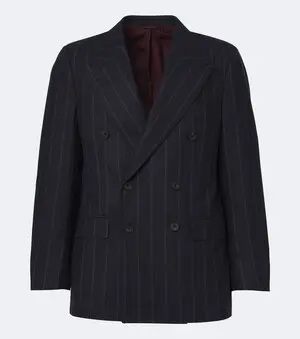 Rubinacci Chalk Stripe Virgin Wool Blazer - Blue