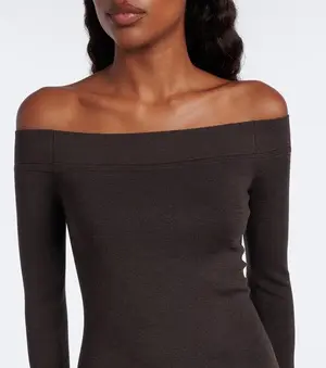 TOM FORD Off-shoulder Wool And Silk Midi Dress