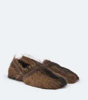 LEMAIRE Shearling Slip-on Shoes - Brown