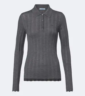 Prada Wool And Cotton Polo Sweater - Grey
