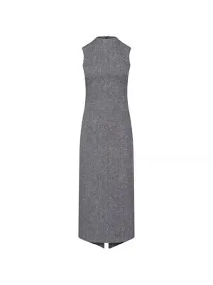 MAISON MARGIELA Herringbone-pattern Sleeveless Midi Dress - Grey