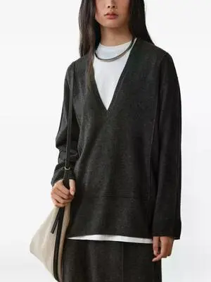 LESS Relaxed-fit V-neck Sweater - Grey